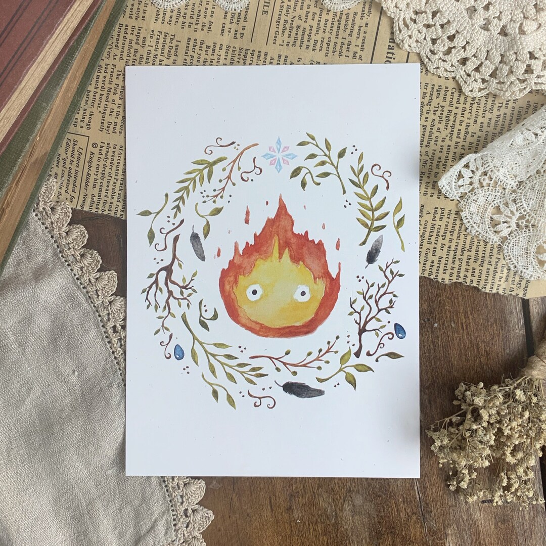 Calcifer Howl's Moving Castle Watercolor Print - Etsy