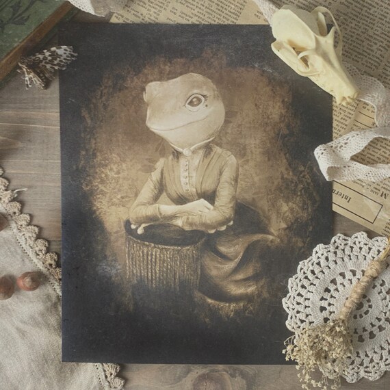 Victorian Frog Portrait Cottagecore Print | Etsy