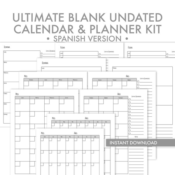 Undated Spanish Calendar - Etsy