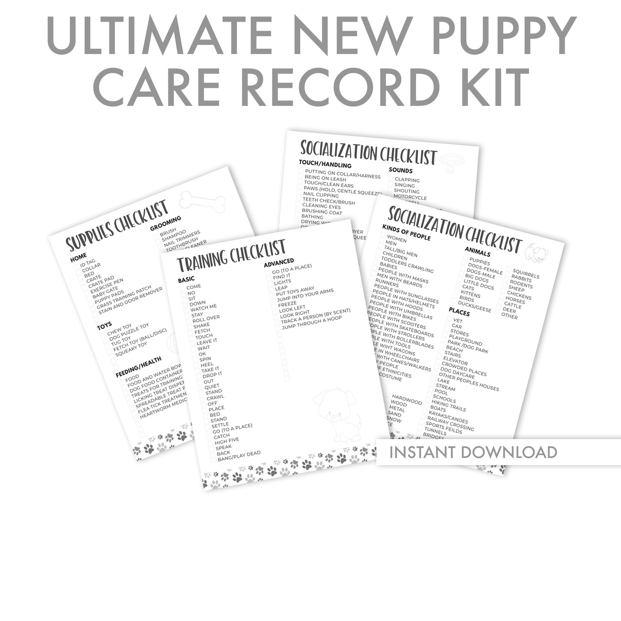 New Puppy Printable Pet Health Records Keeper New Dog ID - Etsy
