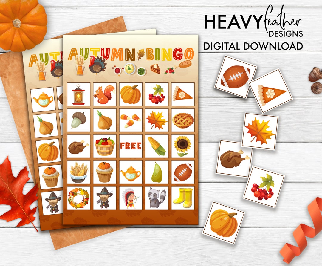 Fall Bingo Printable, Fall Bingo for Kids, Autumn Printable Fall Party ...