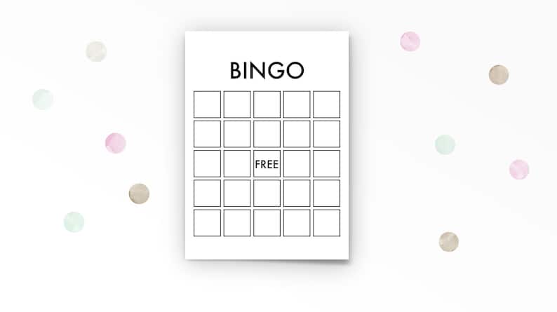 Plain Bingo Cards Blank Bingo Set Bingo Games Template | Etsy