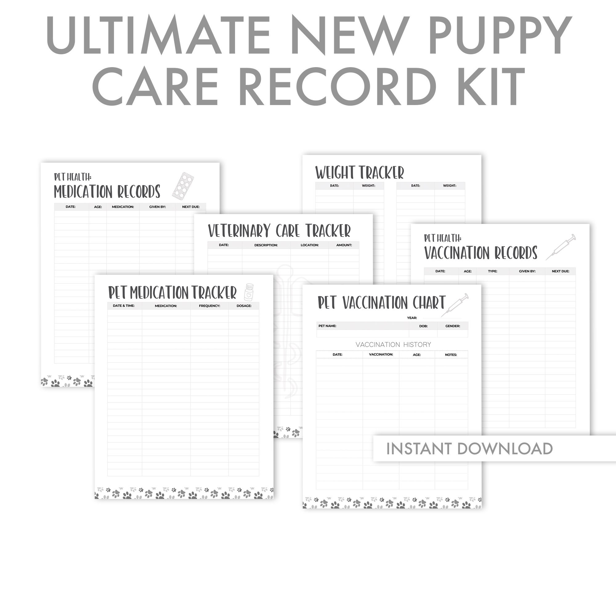 New Puppy Printable Pet Health Records Keeper New Dog ID - Etsy