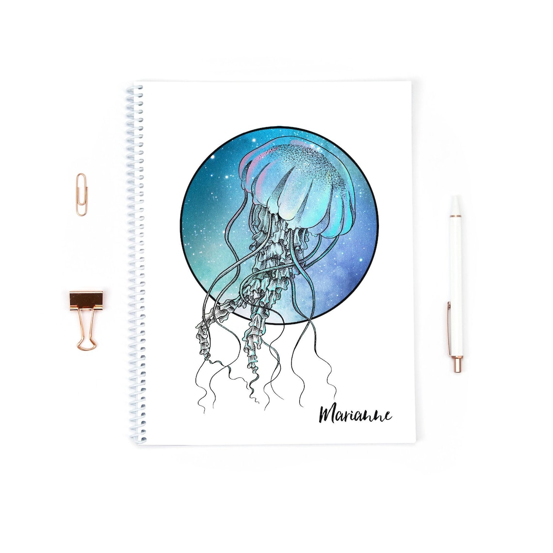 Personalized Spiral Jellyfish Notebook Journal Dot Grid Lined | Etsy