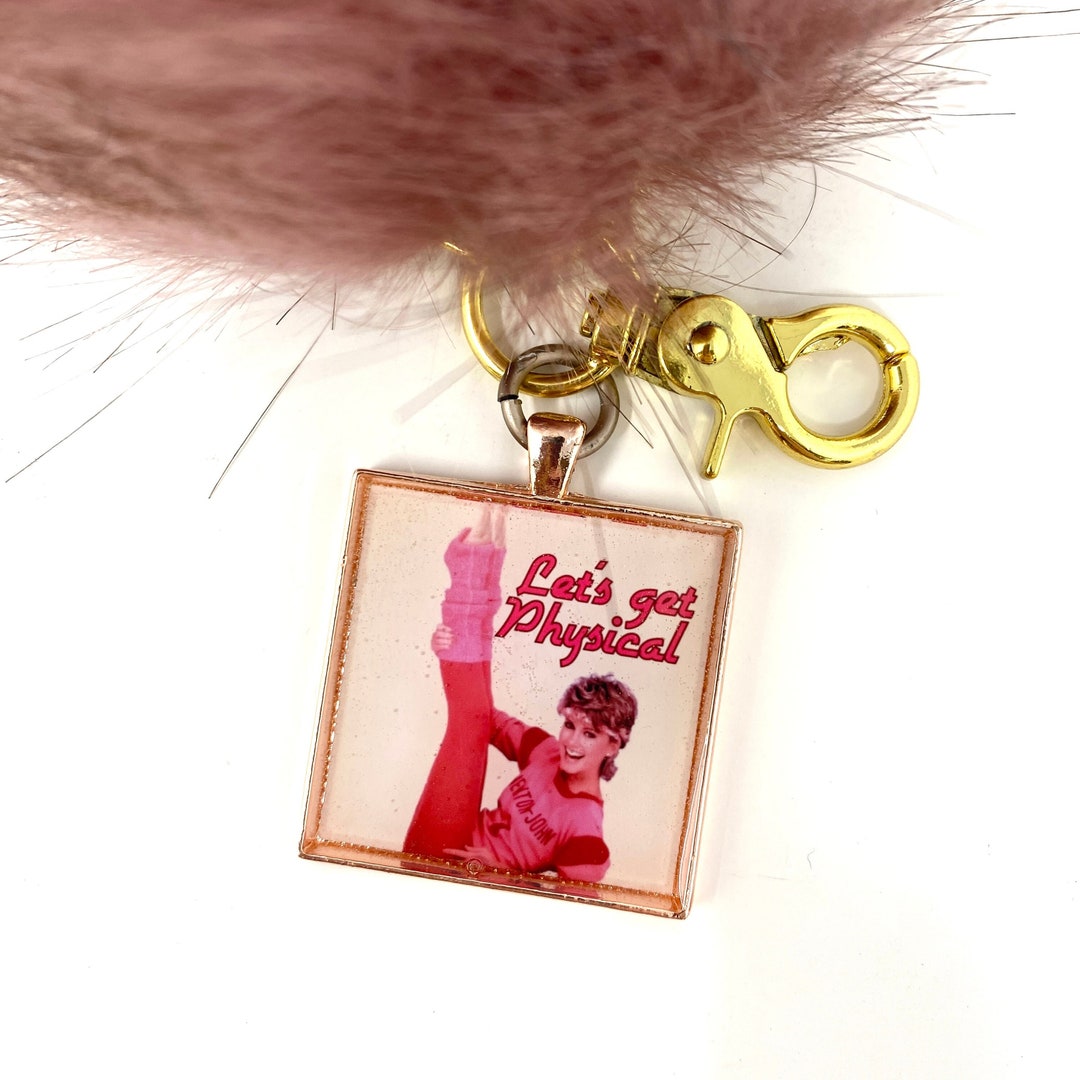 Let's Get Physical, 80's Music, Album Cover Art, Pink Pom Pom Keychain ...
