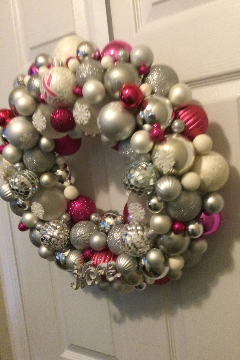 Breast Cancer Ornament Wreath Pink Ribbon Wreath Hope - Etsy