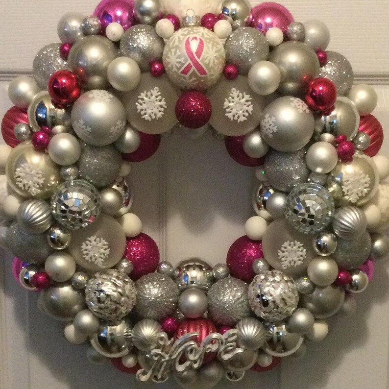 Breast Cancer Ornament Wreath Pink Ribbon Wreath Hope - Etsy
