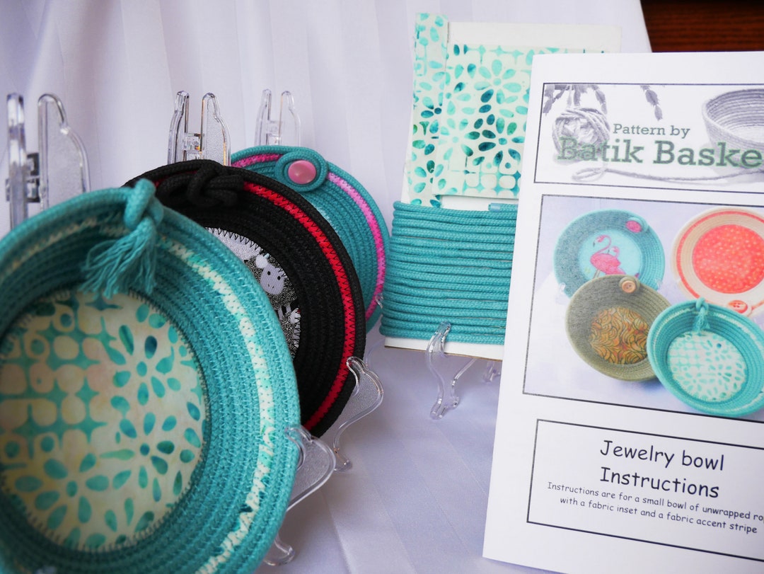 Rope Bowl Kit Small Jewelry Bowl Fabric Inset Starter Rope Kit Batik ...