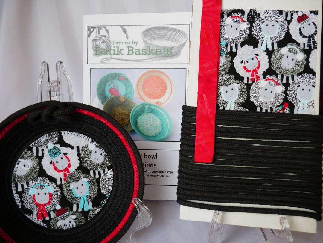 Rope Jewelry Bowl Kit - Fabric Inset - Starter Rope Kit - Batik Baskets ...