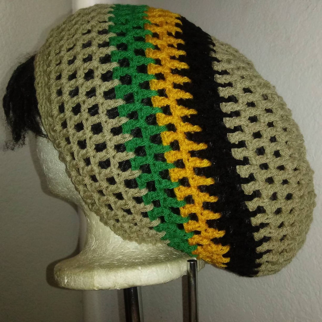 Custom Mandala Topper Jamaican Tam // Crochet Tams // Unisex Slouchy ...