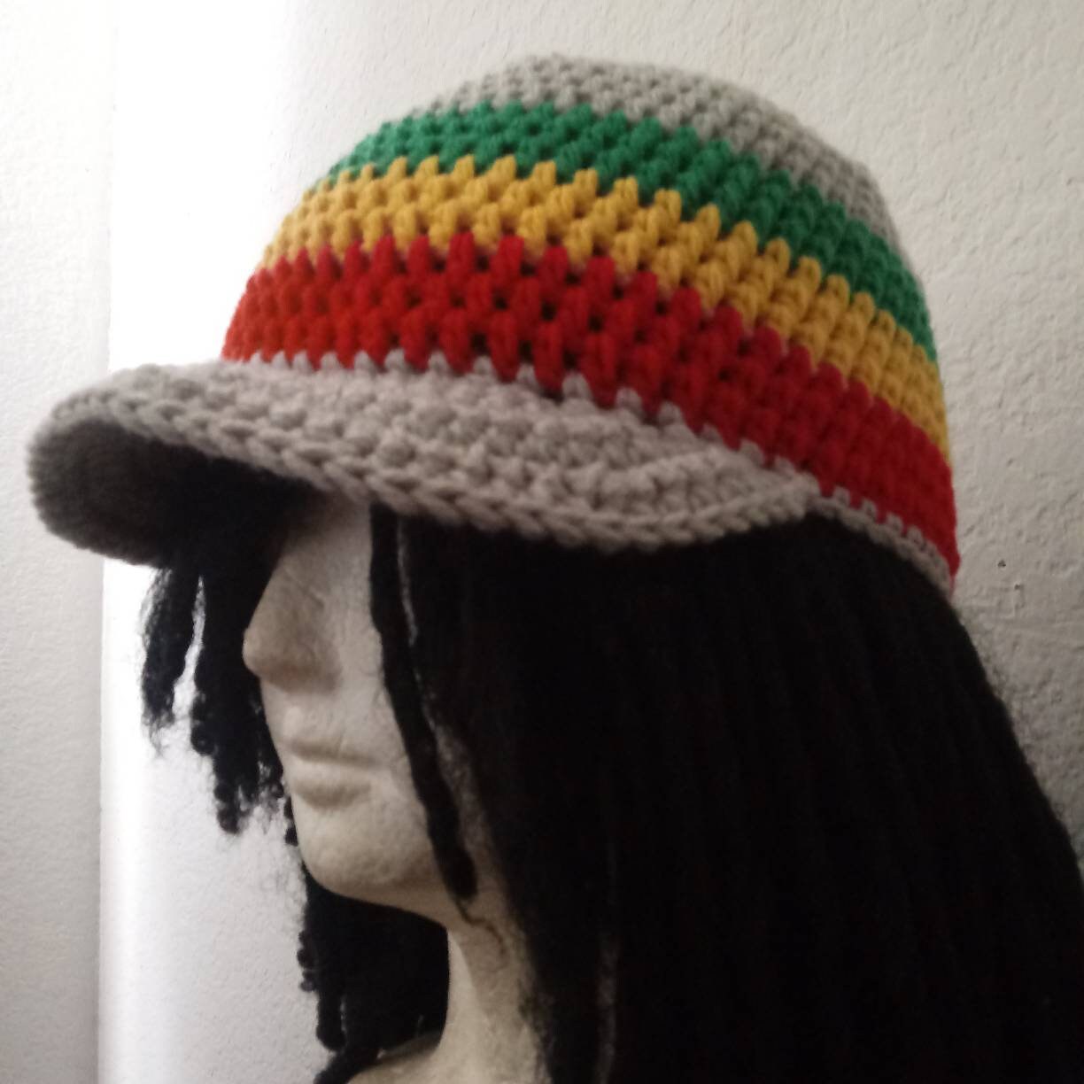 Custom Rastafarian Stripe Baseball Hat // Crochet Hats // OOAK Unisex ...