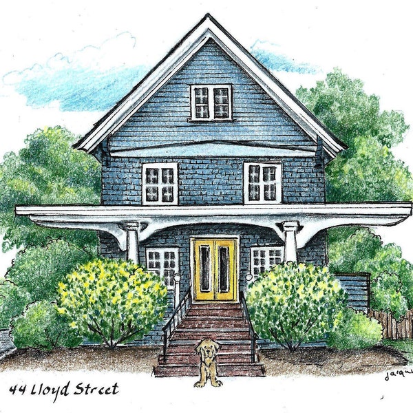 House Illustration - Etsy
