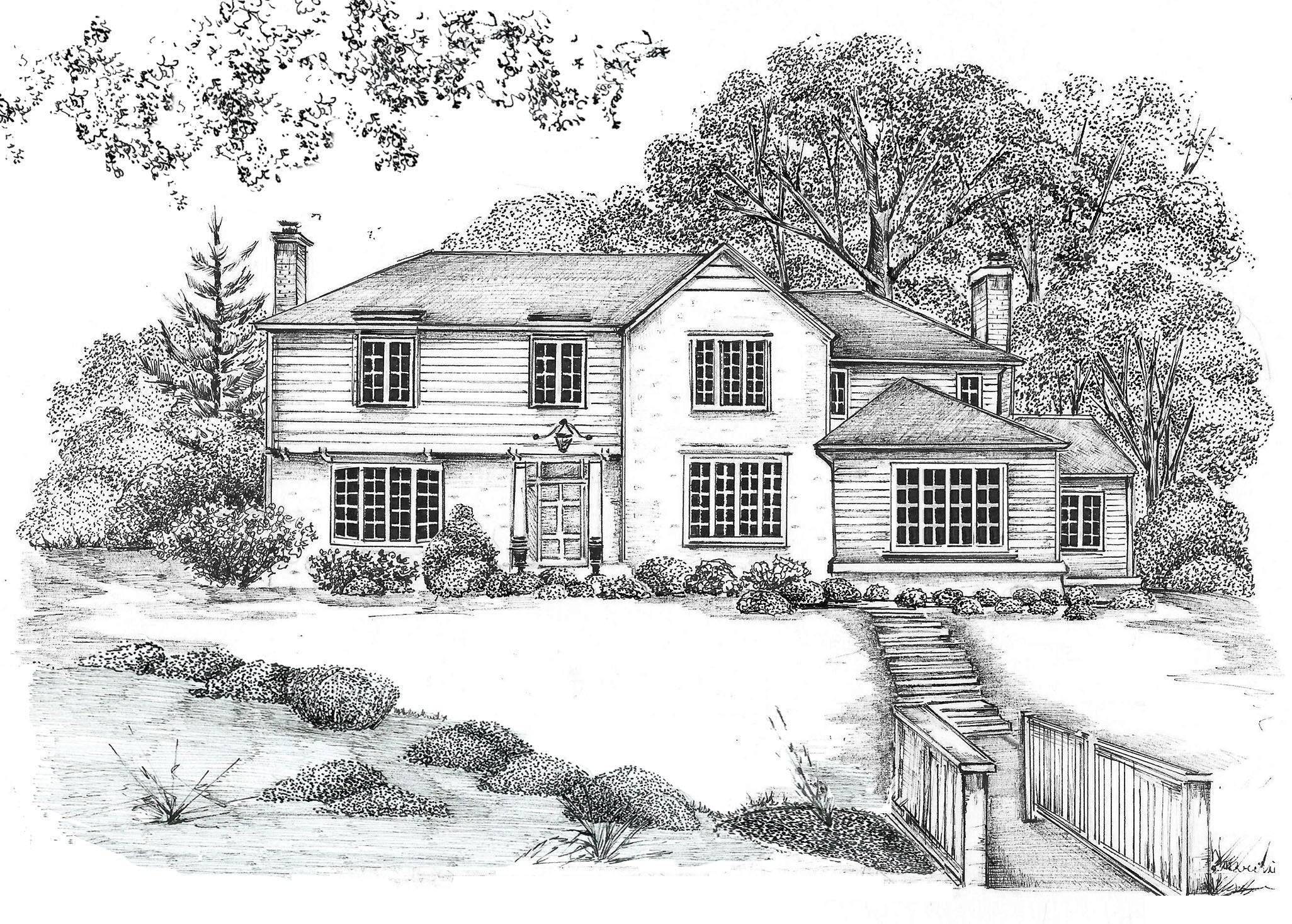 Custom House Portrait/ Pen and Ink House Drawing/ Realtor - Etsy