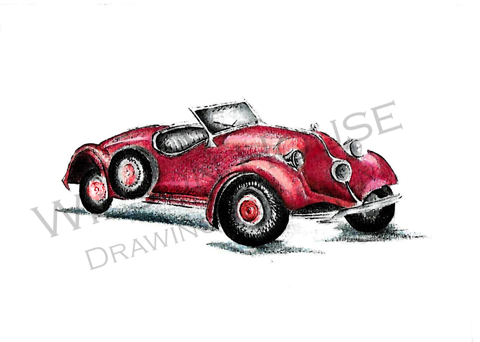 Red Classic Car Drawing Car Illustration Classic Car - Etsy