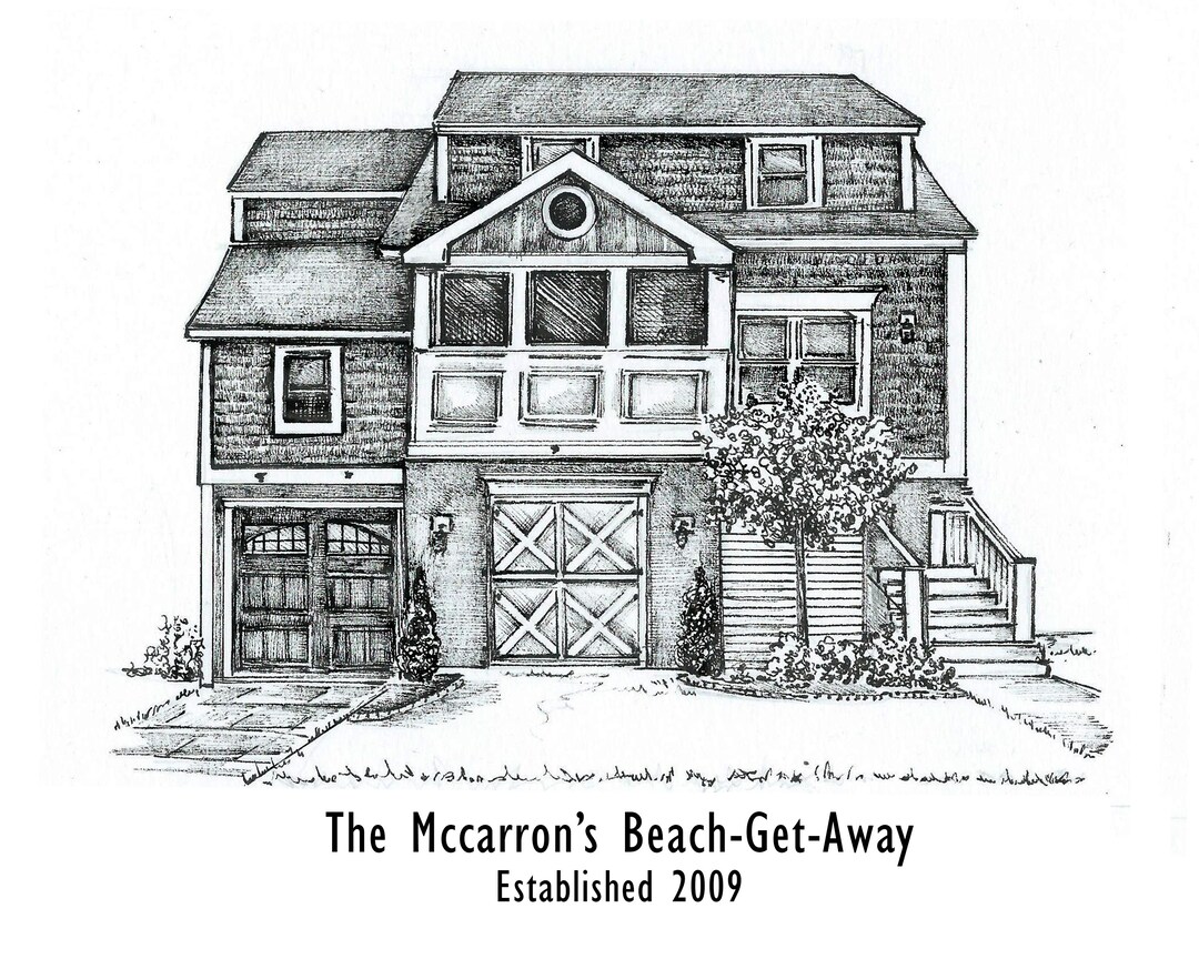 Beach House Pencil Drawing