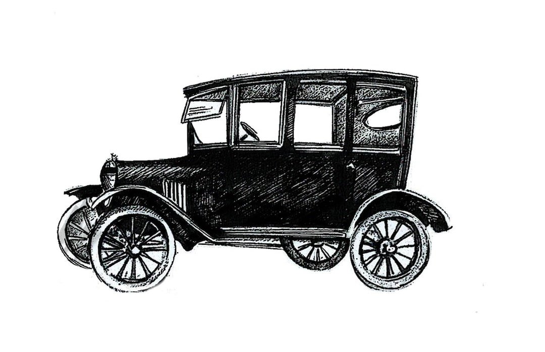Pen and Ink Car Portrait/ Pen Car Sketch/ Vintage Car Drawing/ Custom ...