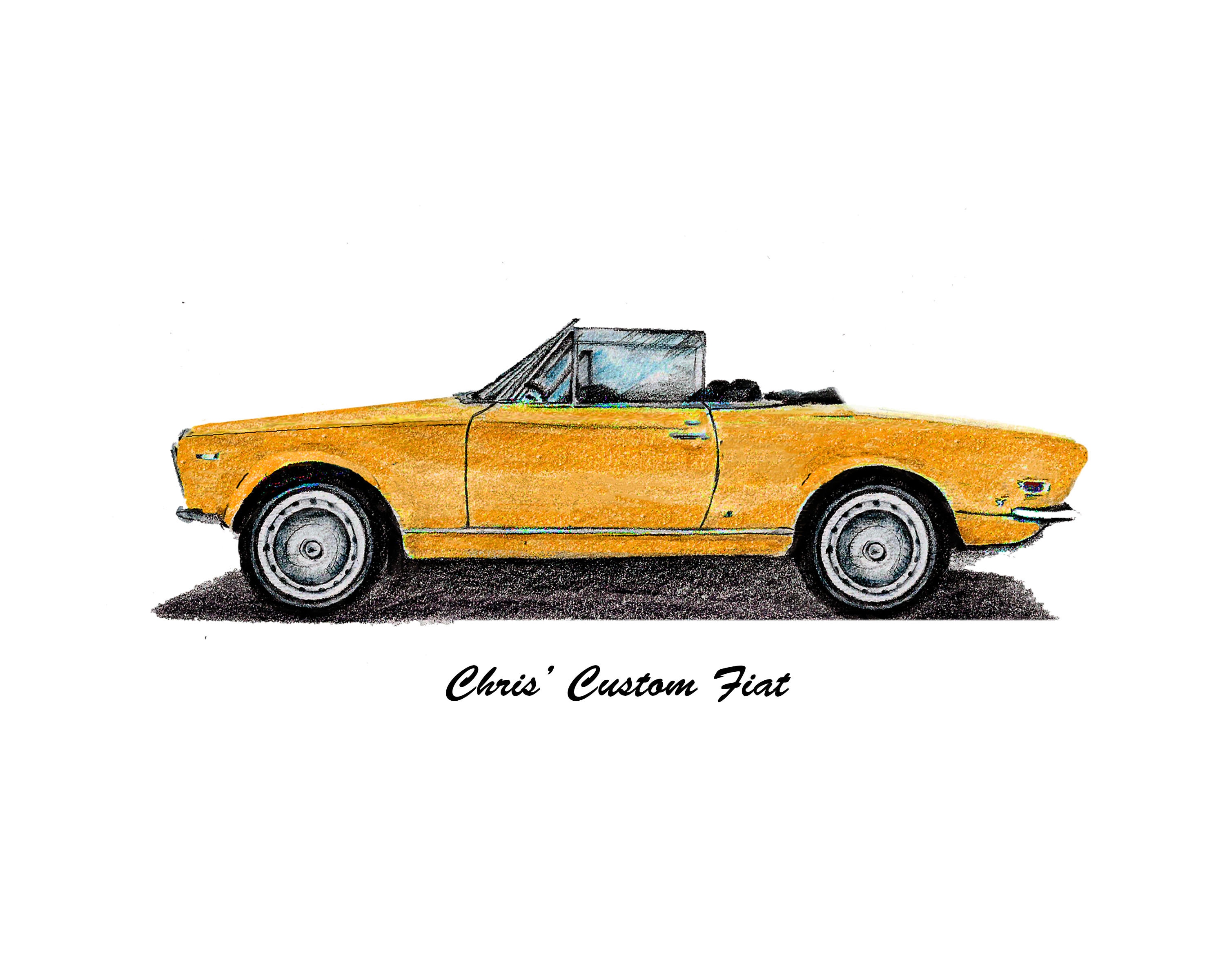 Custom Car Portrait/ Car Illustration/ Car Drawing/ Fiat Drawing/ Car ...