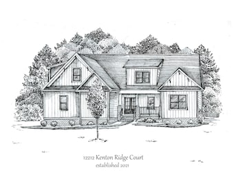 Pen Drawing House | Etsy