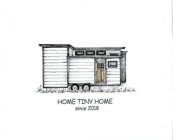 Tiny House Drawing/ Pen and Ink House Sketch/ Custom House | Etsy