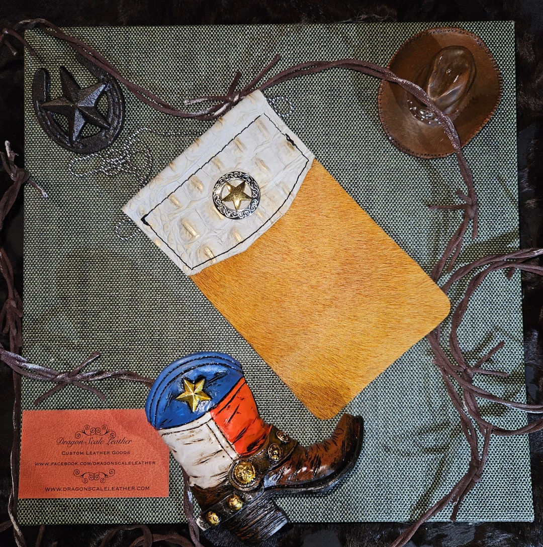 White and Gold Alligator Print and Golden Hair on Cowhide Leather Rodeo ...