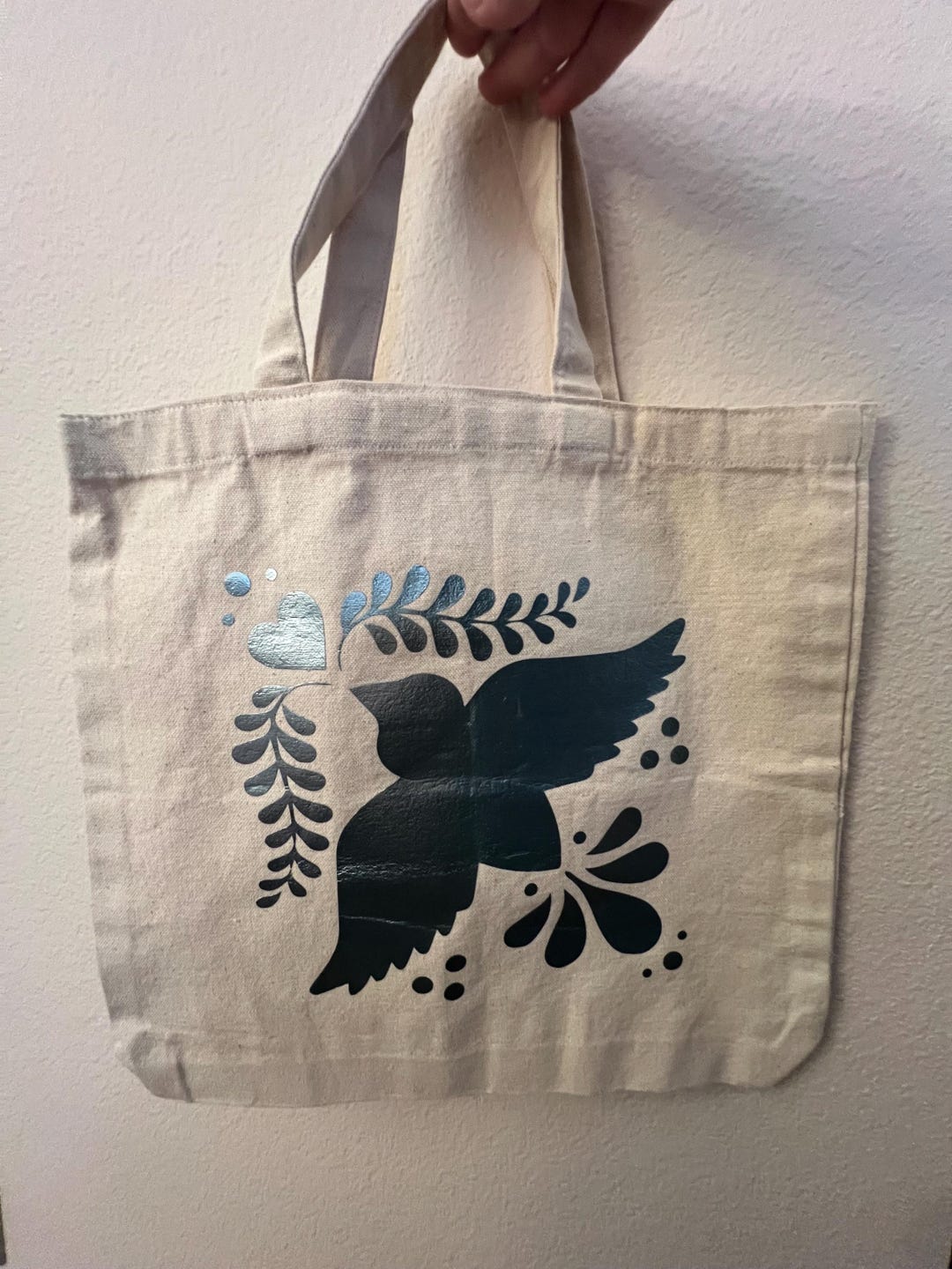 Talavera Inspired Blue Paloma Metallic Canvas Totebag - Etsy