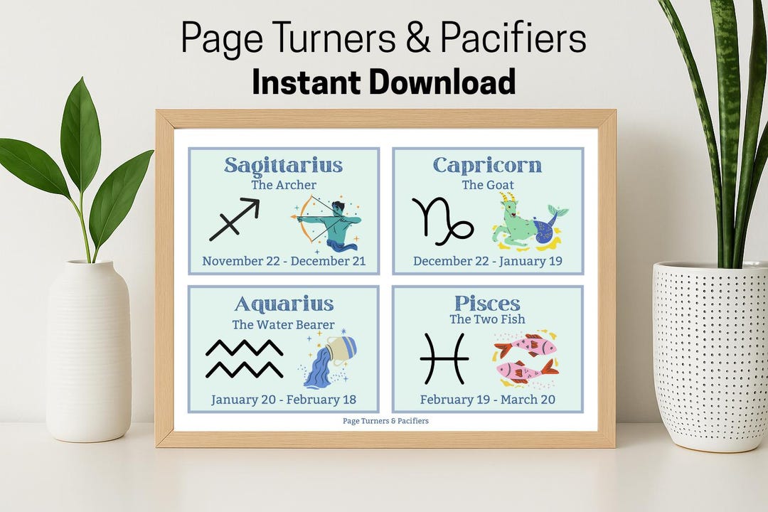 Zodiac Flash Cards for Kids – Printable Set of 12 | Astrology Signs ...