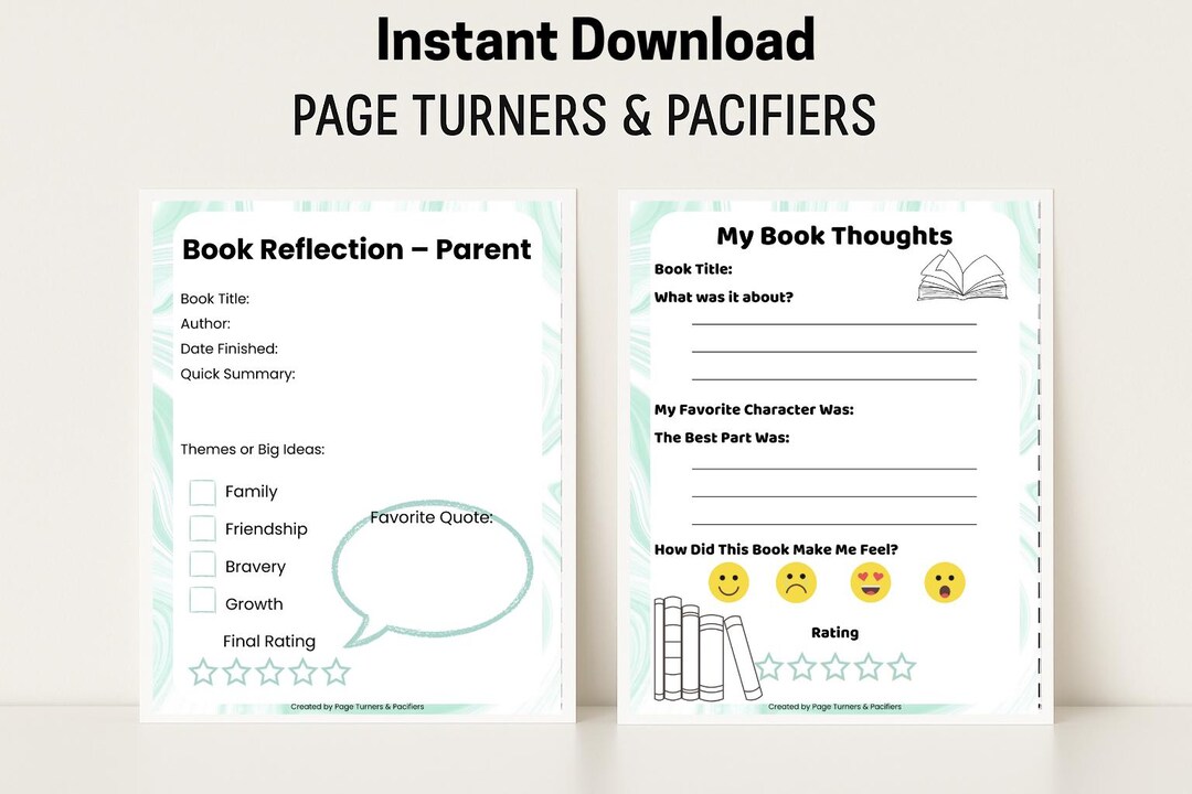 Book Reflection Printable – 2 Pages | Parent & Child Reading Journal ...