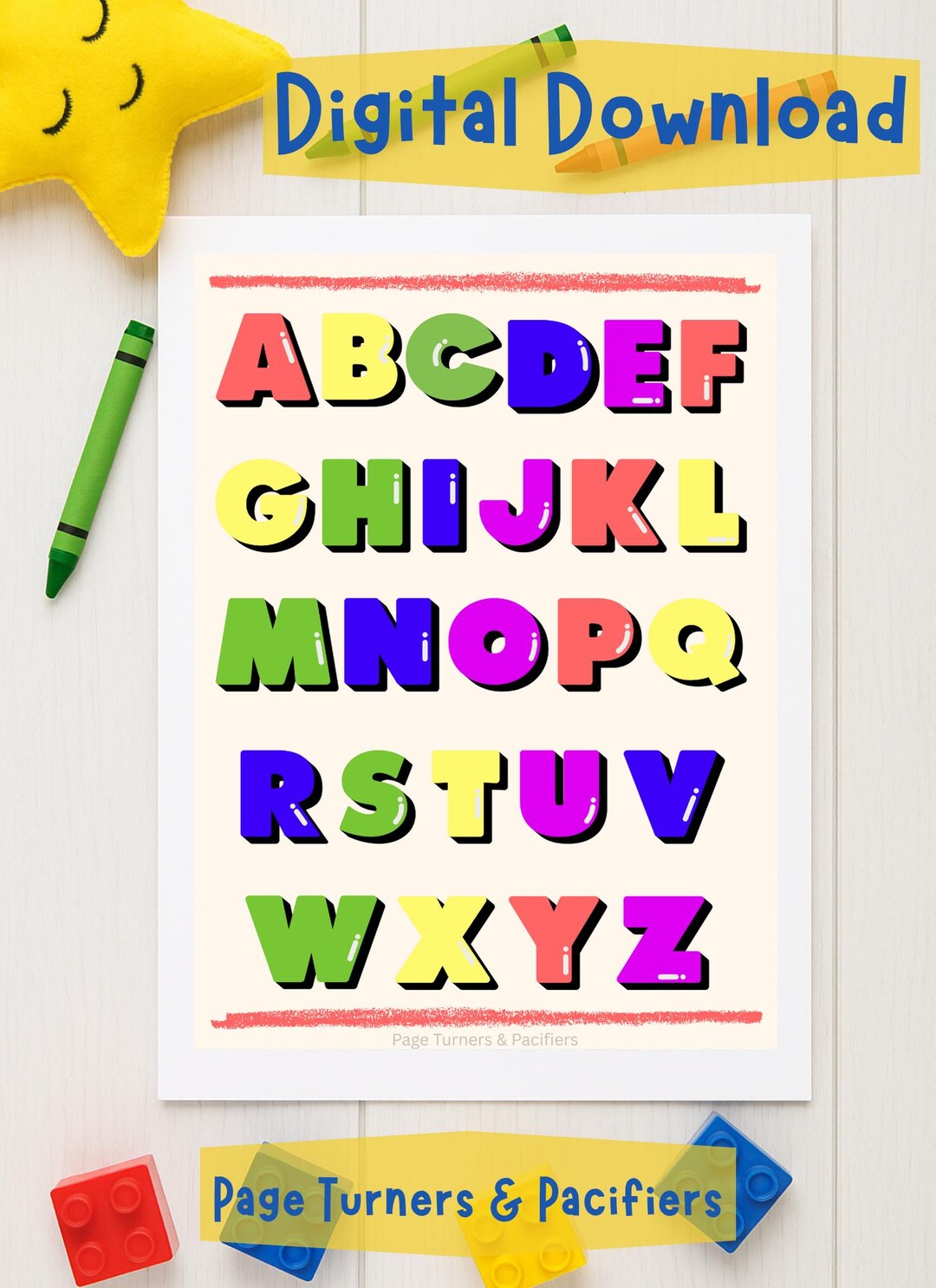 Neon Alphabet Poster – Printable Capital Letters | Digital Download ...