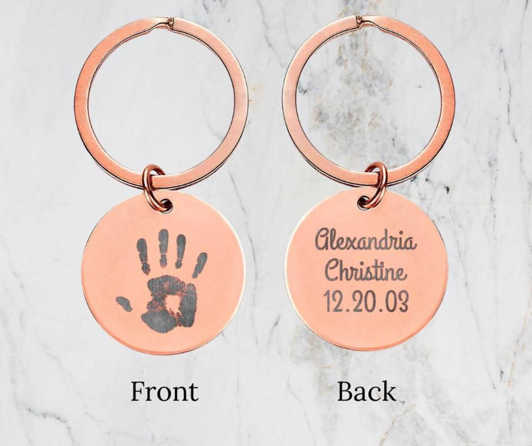 Personalized Handprint Mother's Day Gift | Engraved Key Ring With Photo ...