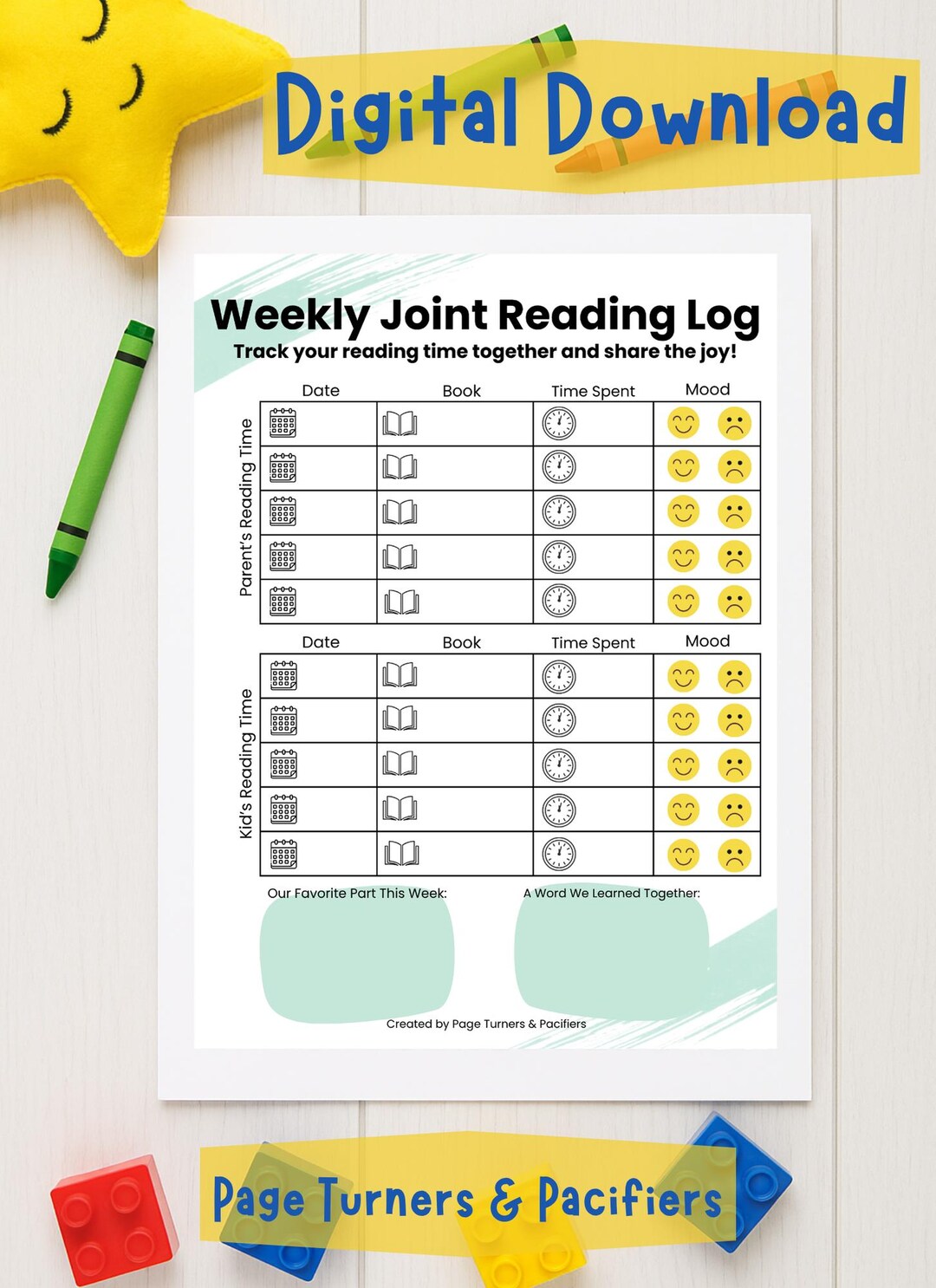 Parent-child Reading Log – Printable Joint Tracker for Family Reading ...