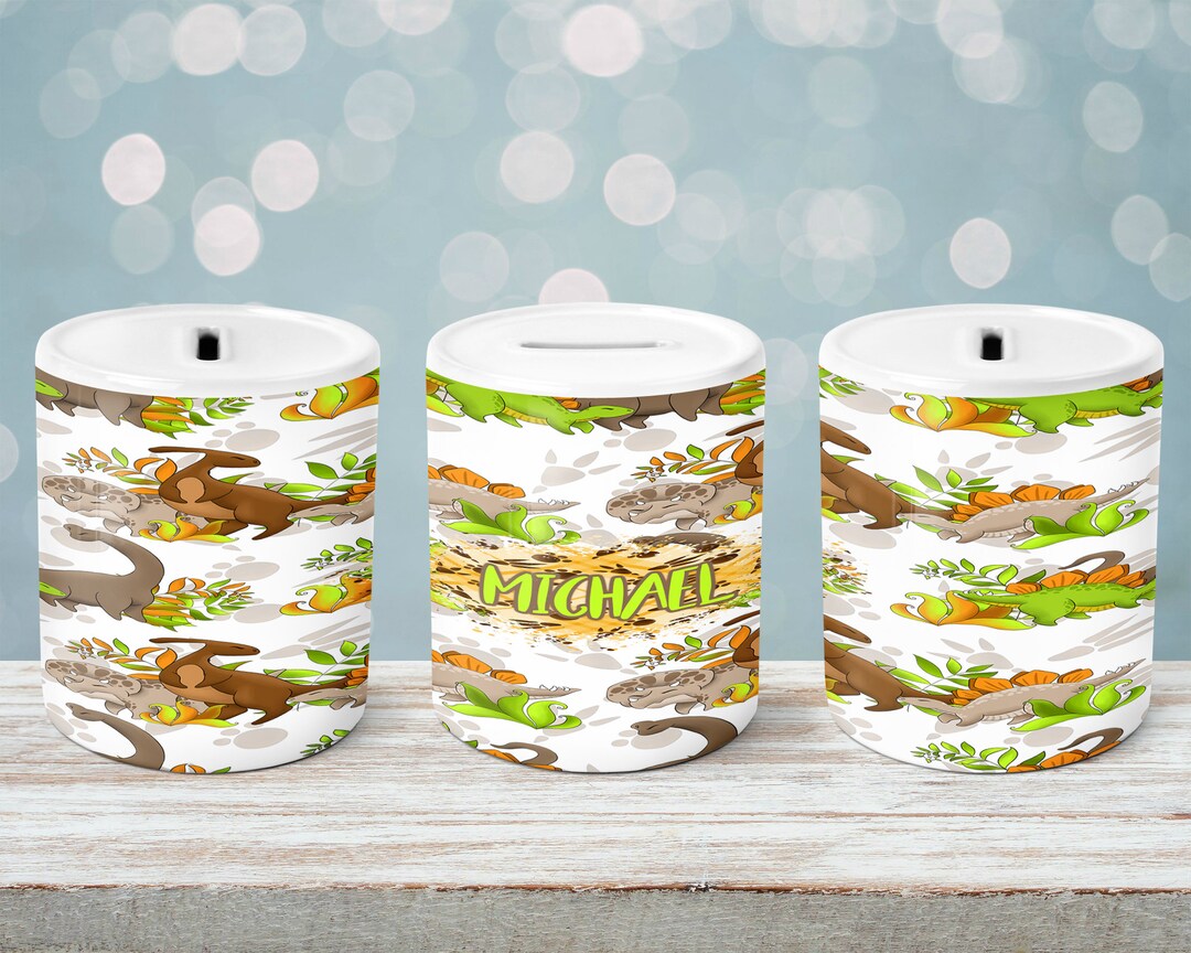 Dinosaur Monogram Coin Bank, Dinosaur Piggy Bank, Custom Piggy Bank ...