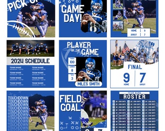 25 Sports Social Media Canva Package Templates Football Themed Premium ...
