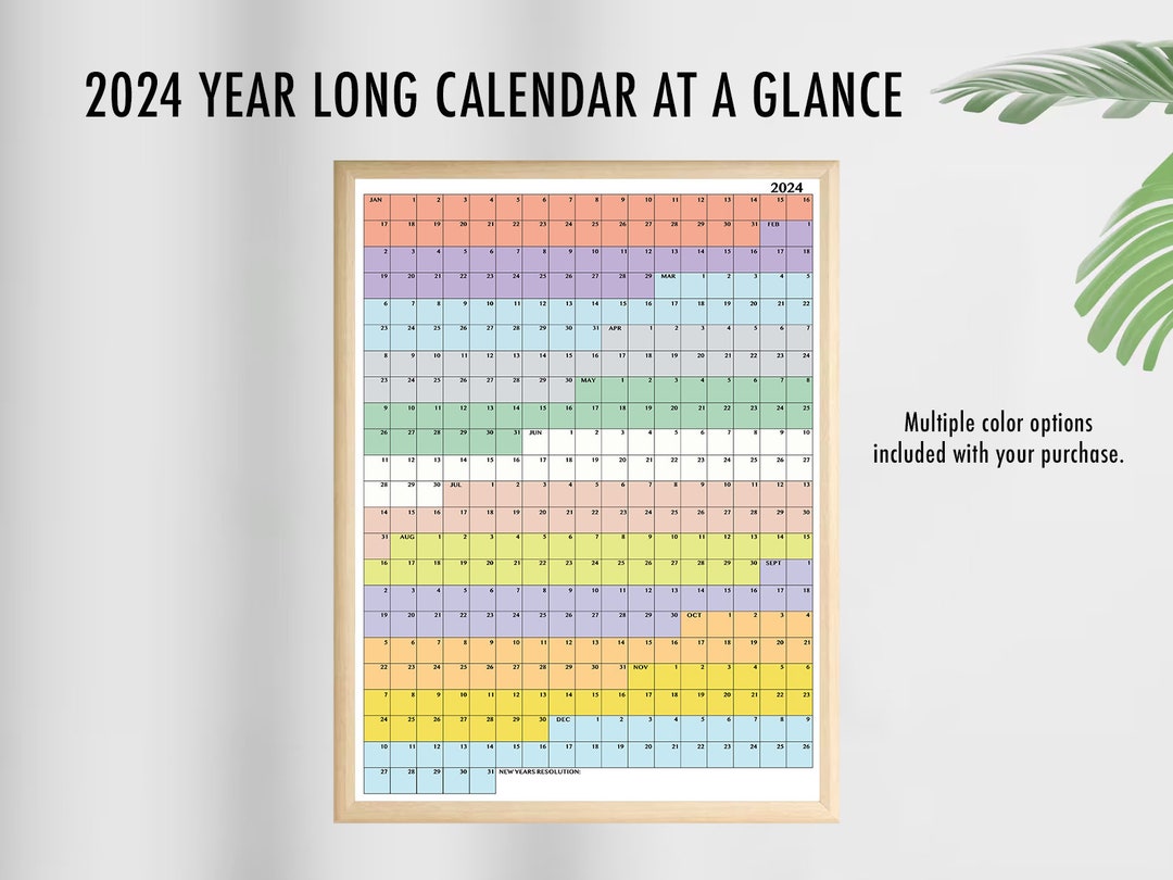 Large 2024 Year Long Calendar - Etsy