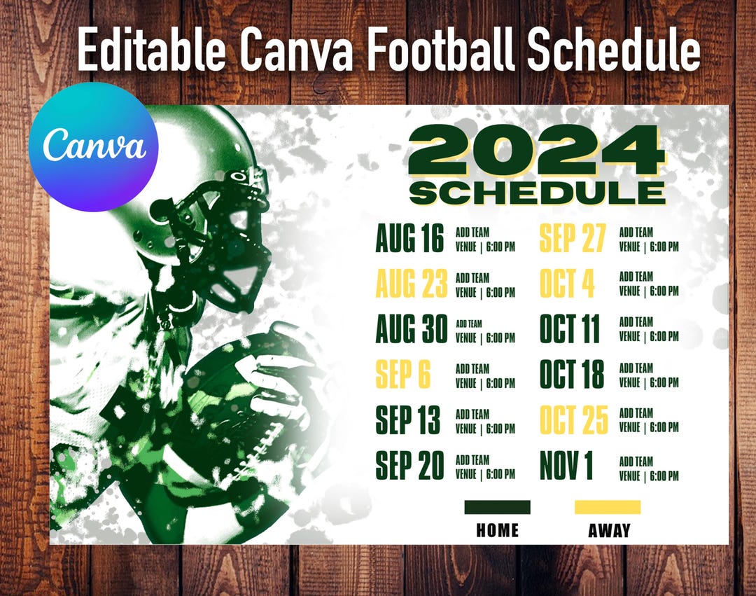 Football Schedule Template - Etsy
