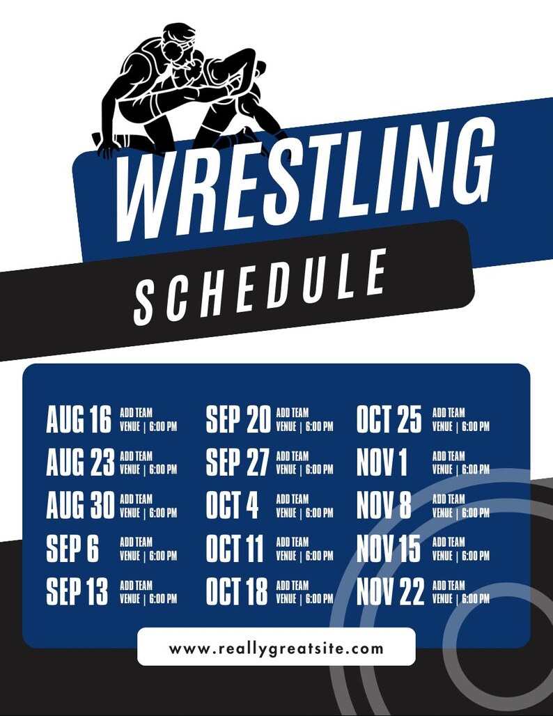 Customizable Premier Editable Wrestling Game Schedule Canva - Etsy