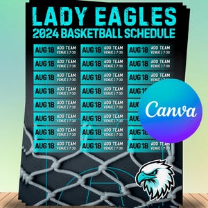 Customizable Premier Editable Basketball Game Schedule - Etsy