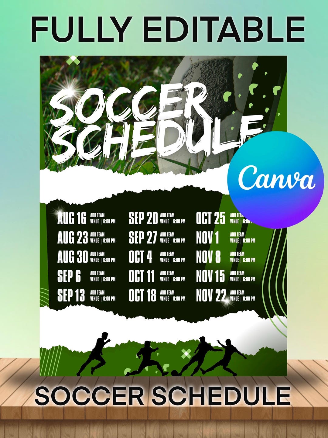 Customizable Premier Editable Soccer Game Schedule Canva - Etsy