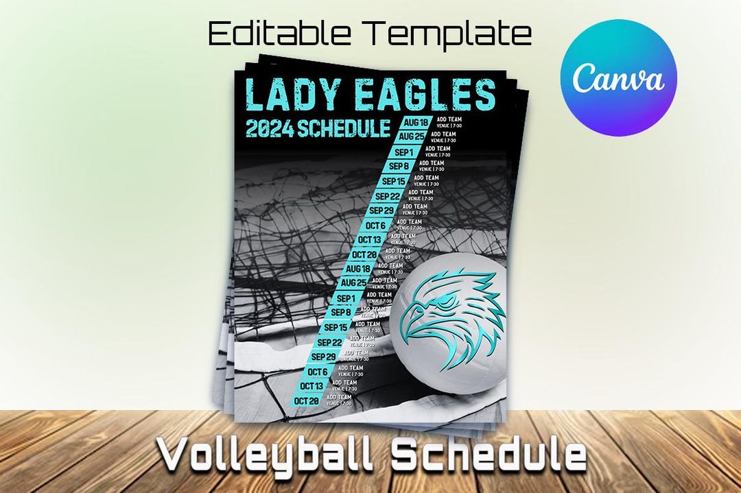 Customizable Premier Editable Volleyball Game Schedule - Etsy