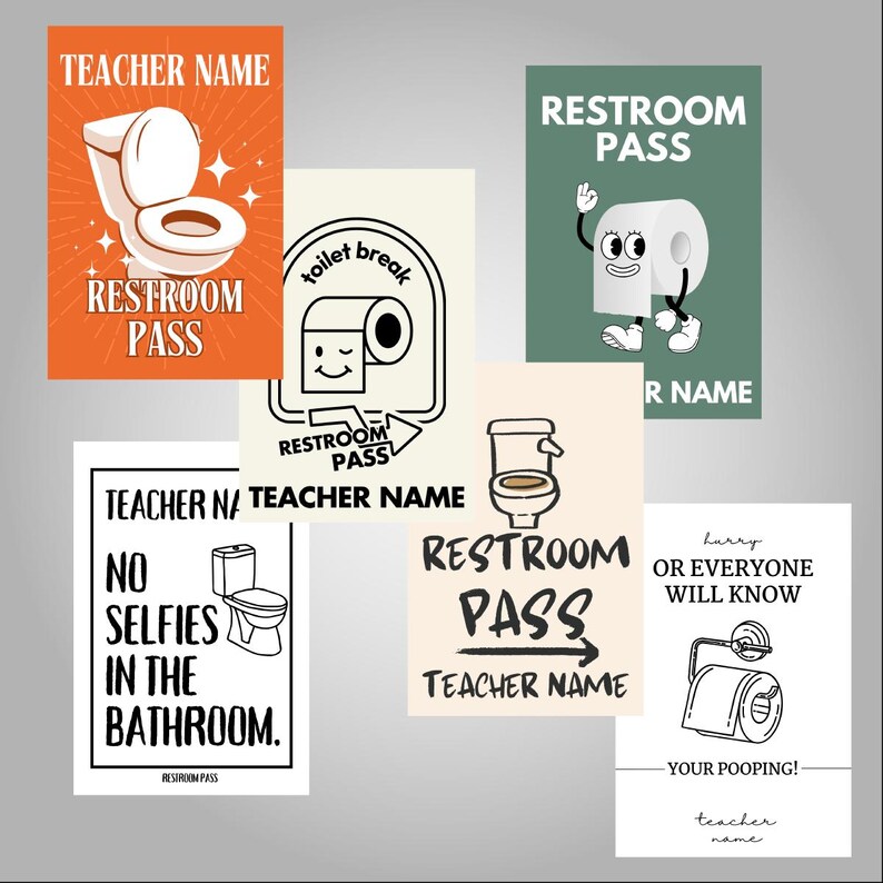 EDITABLE CANVA Hall Pass & Bathroom Pass - Etsy