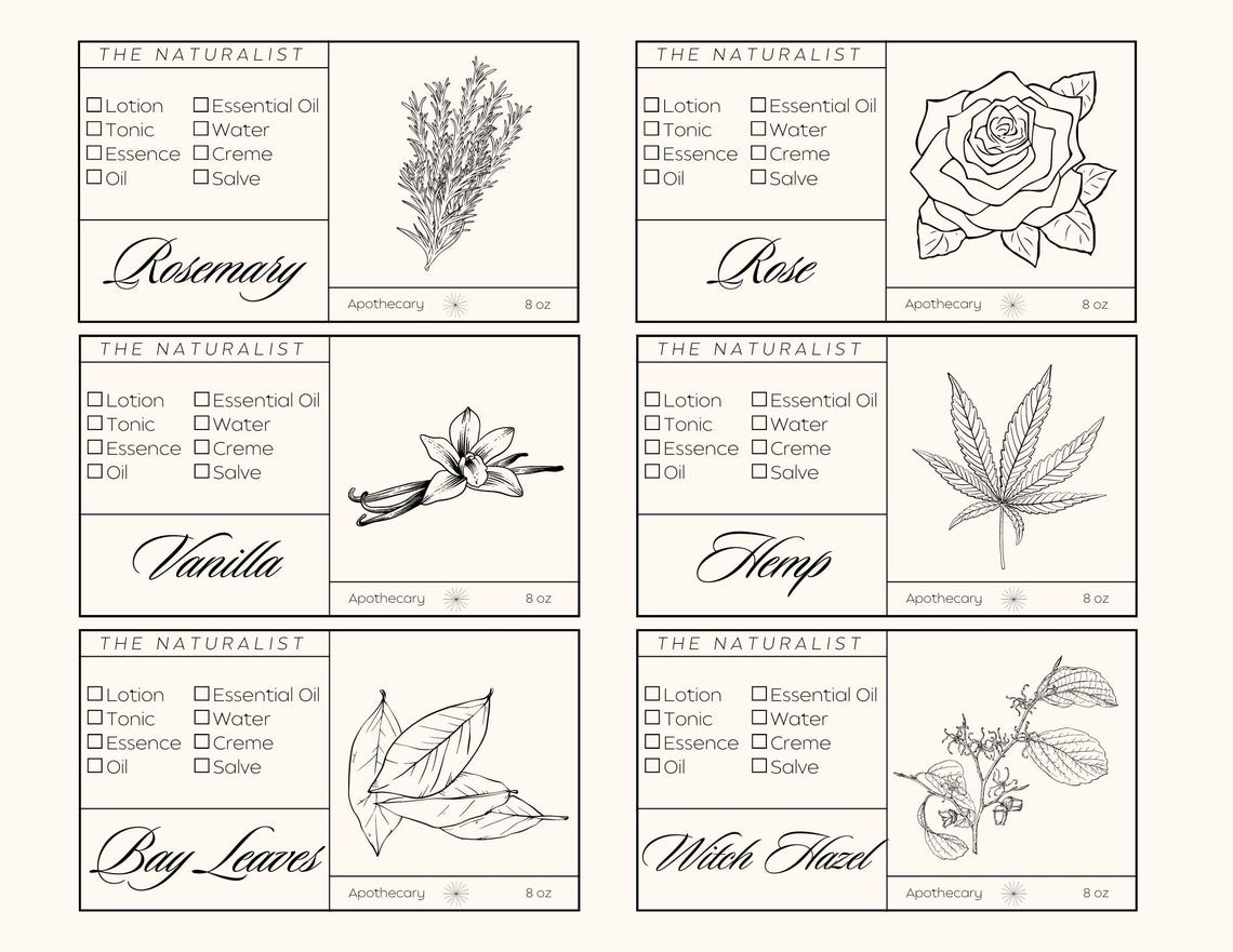 The Naturalist Apothecary Labels, Potion Labels, Digital Product Labels ...