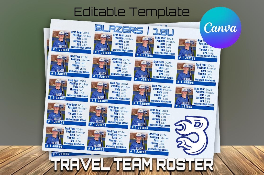 Editable Canva Travel Ball Roster - Etsy