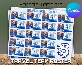 Travel Ball Roster Flyer Template for Showcase. Editable in Canva - Etsy