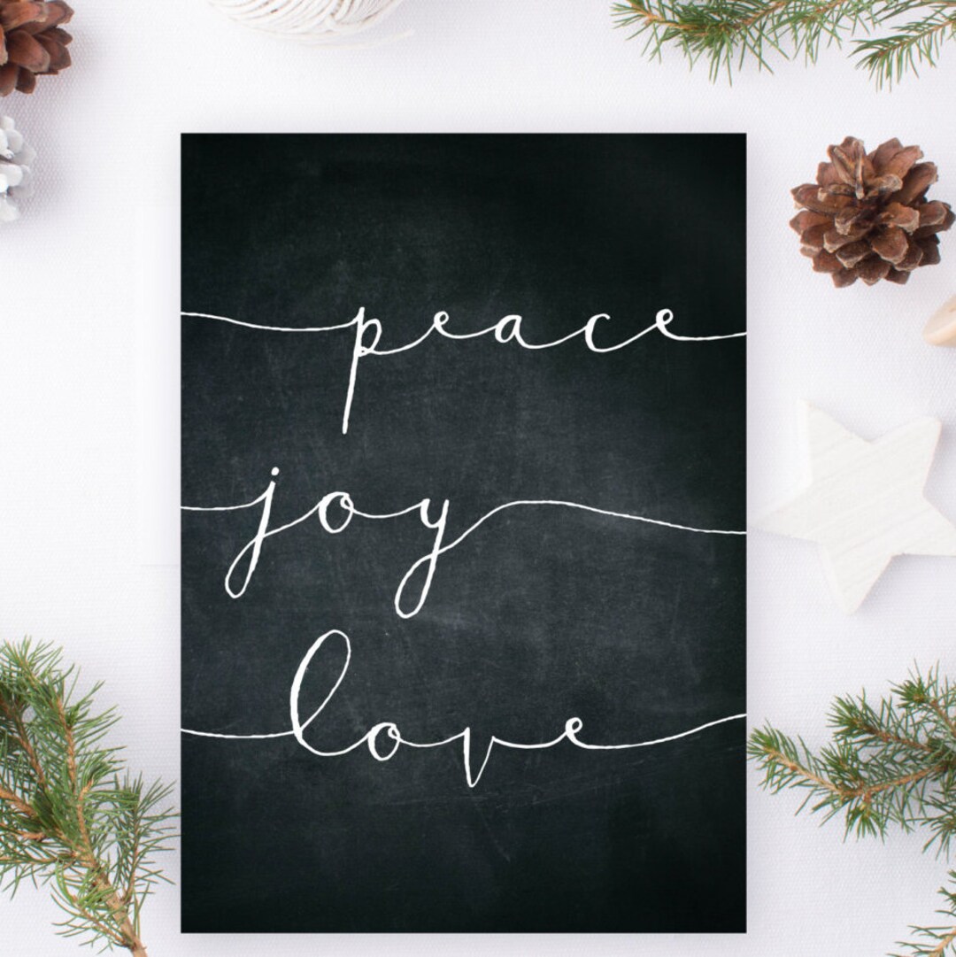 Peace Joy Love Printable Poster Christmas Chalkboard Wall Decor ...