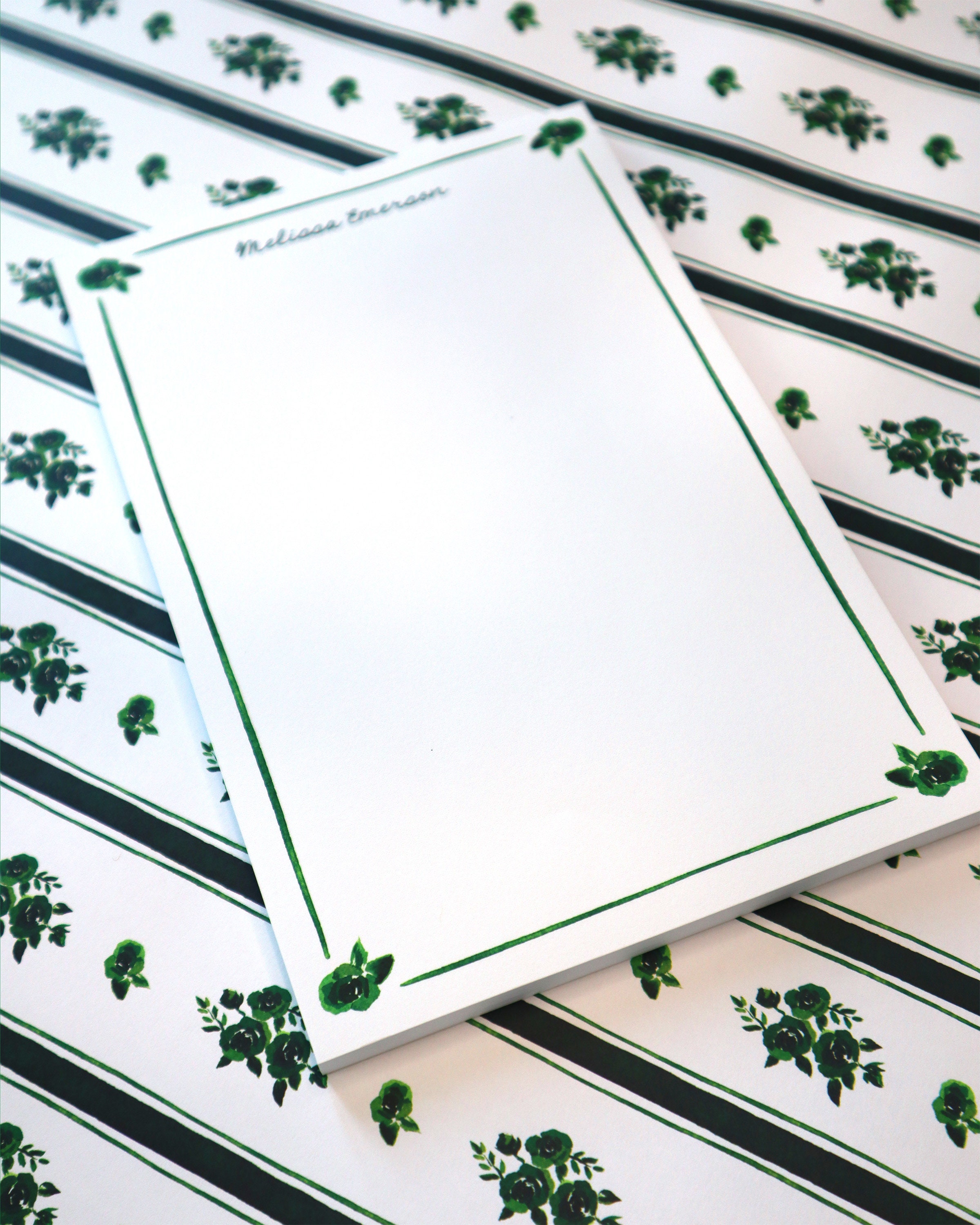 Personalized Notepad Rose Frame Border in Hunter Green 5.5 X 8.5 50 ...