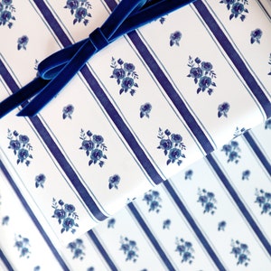 Wrapping Paper Rose Stripe in Navy Blue Classic Preppy Luxury Set of 5 ...