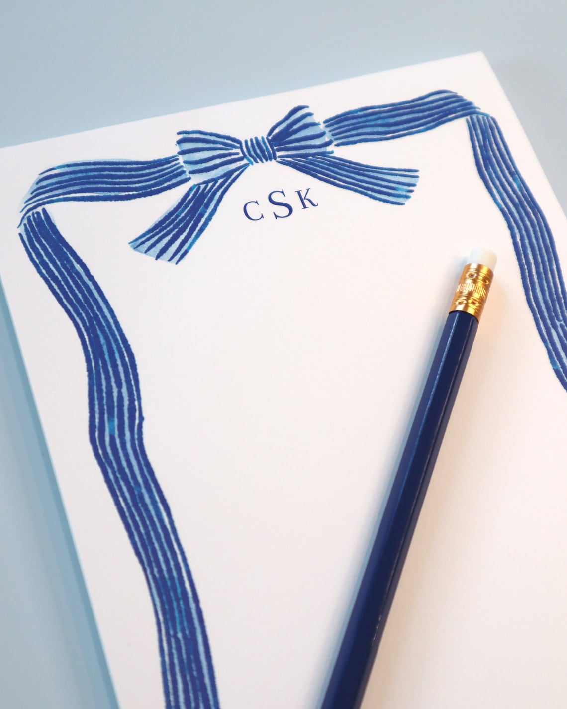 Personalized Notepad Watercolor Striped Ribbon Bow Decorative Border ...