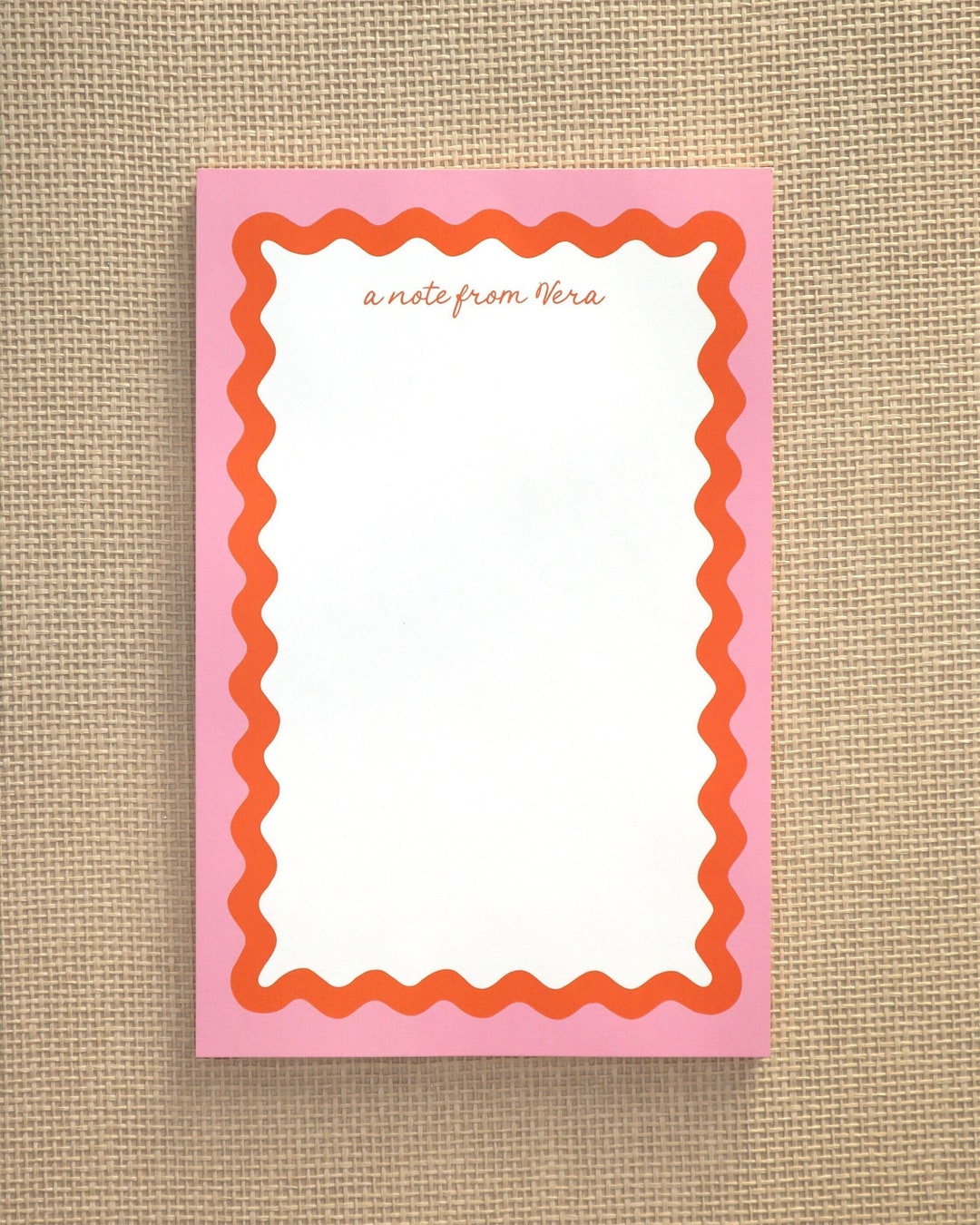Personalized Notepad | Ric Rac Border | Vera Pink & Orange | 5.5 X 8.5 ...