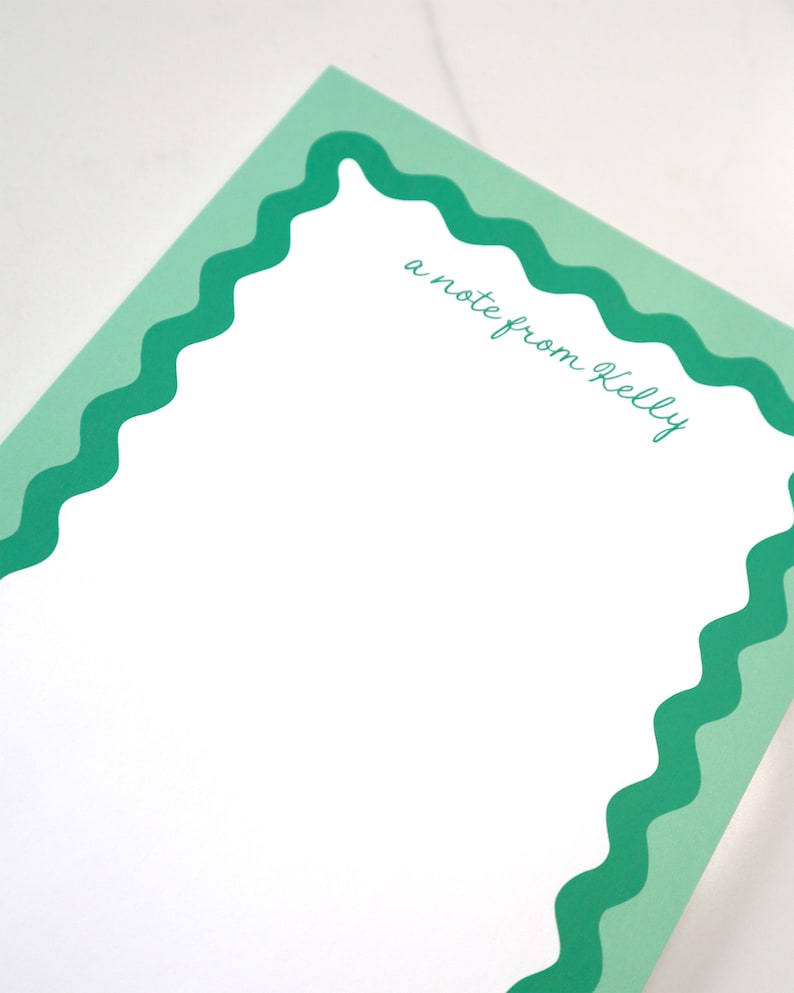 Personalized Notepad | Ric Rac Border | Kelly Green | 5.5 X 8.5 | 50 Pages - Etsy
