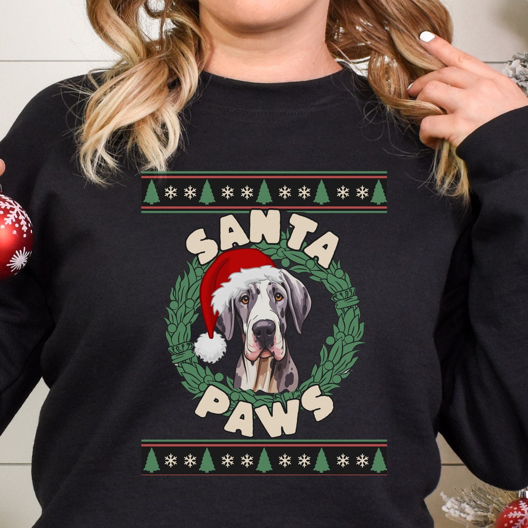 Great Dane Santa Paws Christmas Sweatshirt Great Dane Mom - Etsy UK