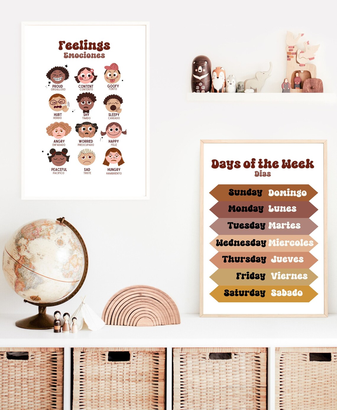 Bilingual Calming Corner 8 Print Bundle - Spanish English Toddler Pre ...
